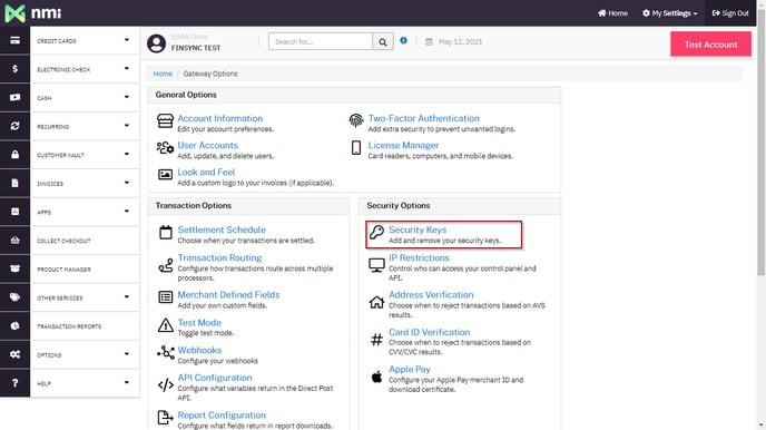 How to Create Your NMI Gateway API Security Keys